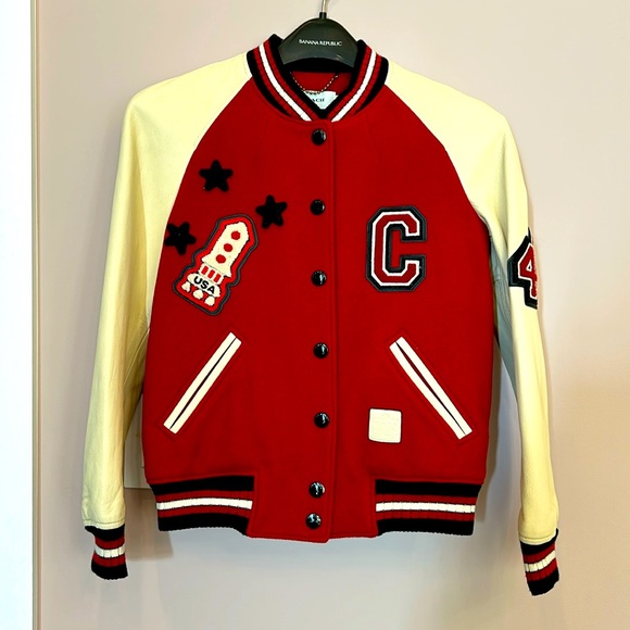 Coach | Jackets & Coats | Coach Red And Cream Varsity Jacket | Poshmark